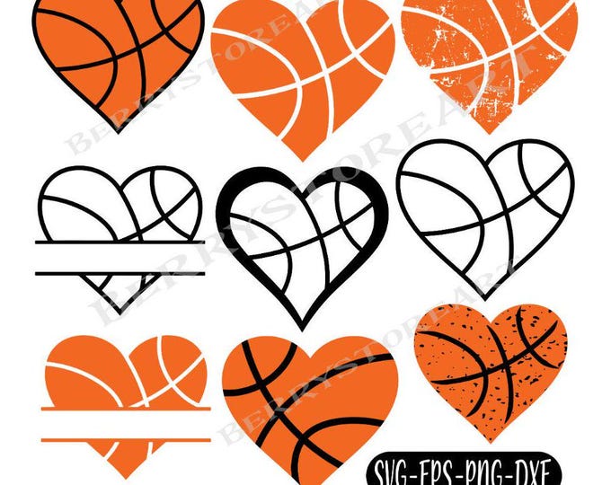 Basketball Heart SVG Cut File for Cricut & Silhouette, Heart Shaped Basketball Ball SVG Clipart ...