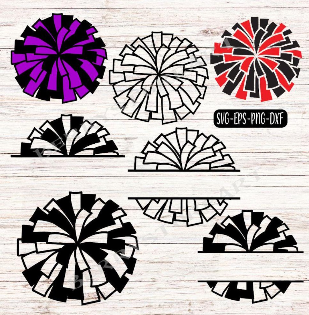 Cheerleader Pom Pom SVG: Split Monogram Cut File - Etsy