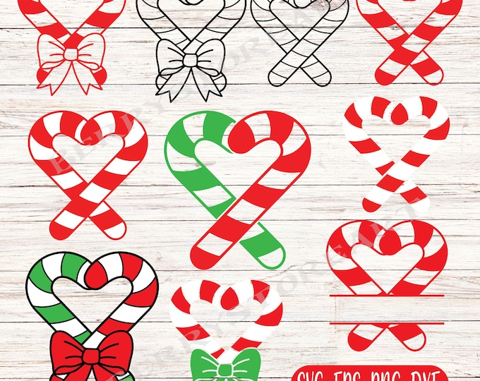 Candy Cane Heart SVG: Christmas Clipart Vector (digital Download ...