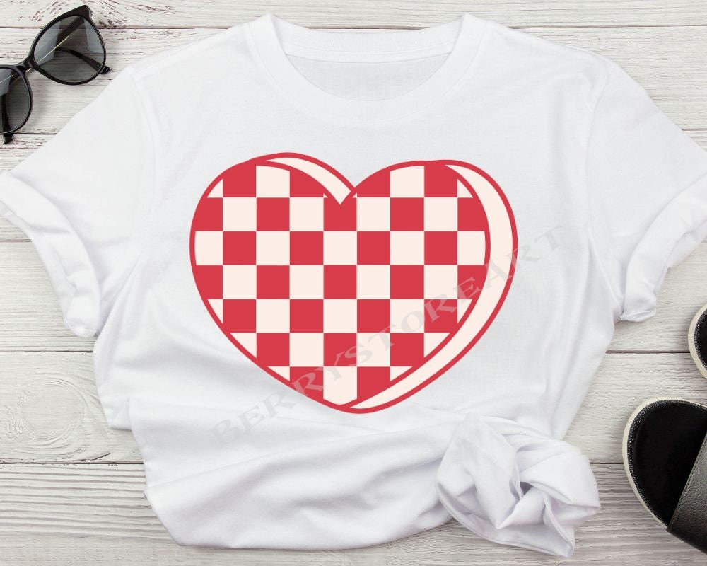 Checkered Heart Svg Bundle: Cut Files Silhouette Cricut - Etsy