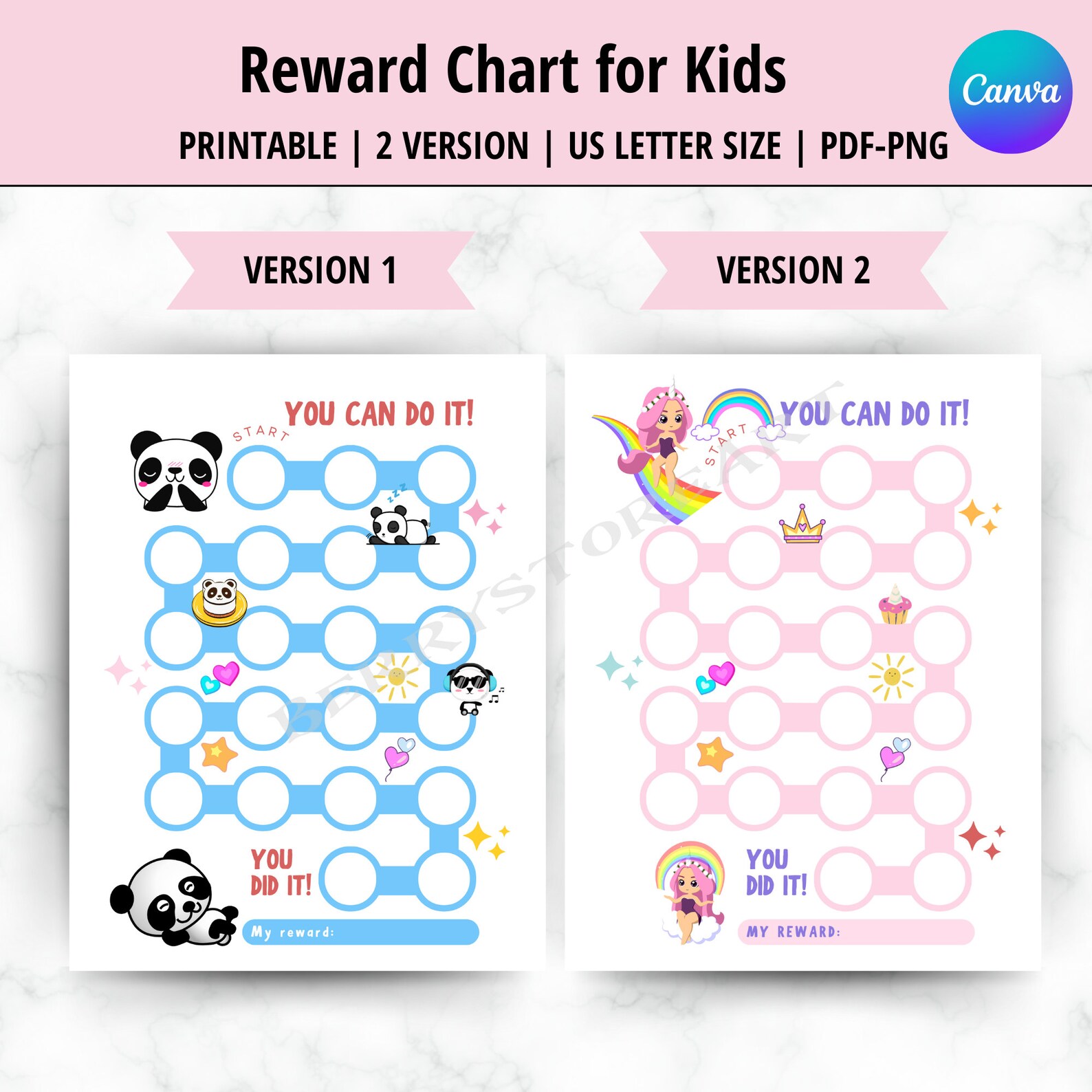 Panda Reward Chart, Unicorn Reward Chart, Toddler Reward Chart, Reward ...