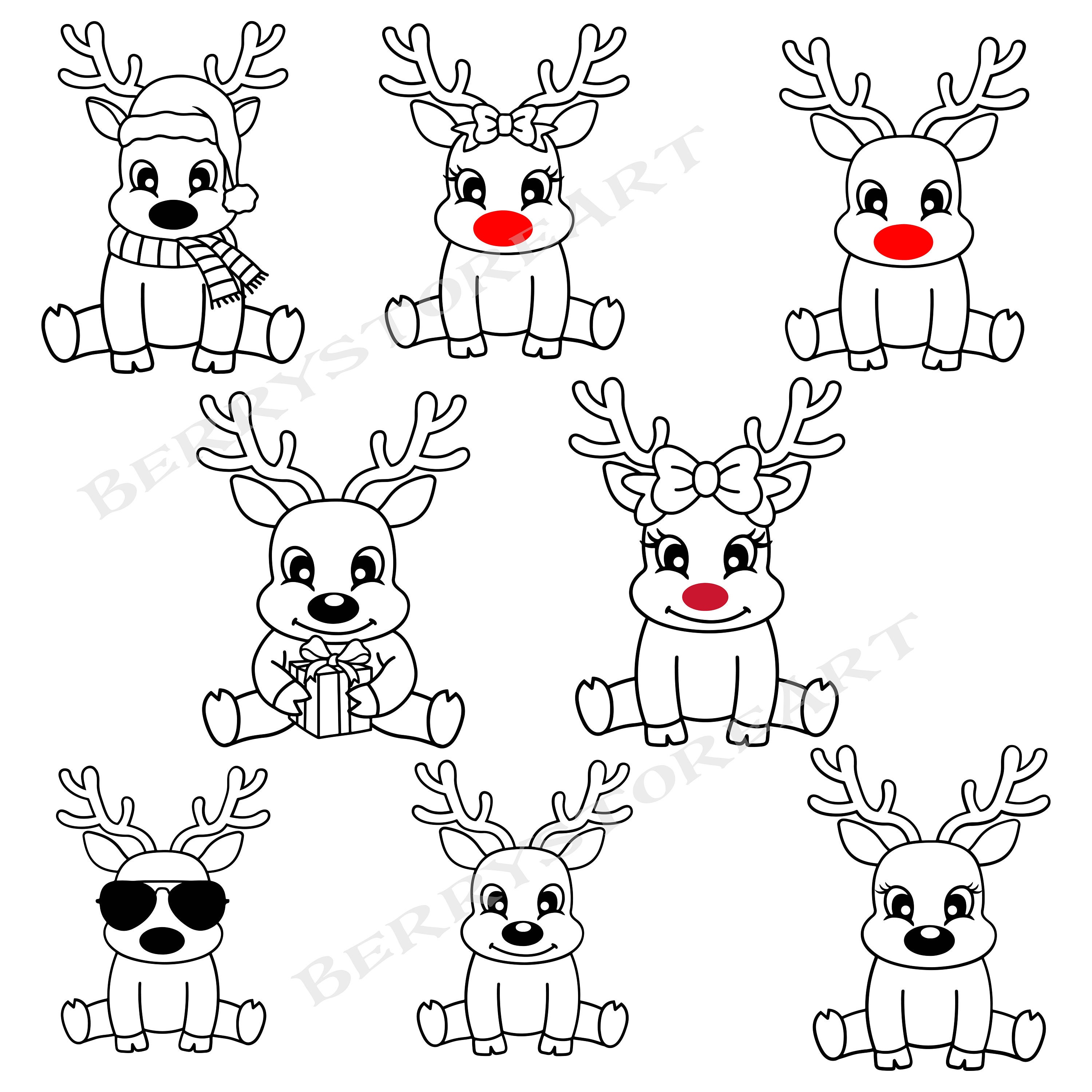 Christmas Reindeer Faces SVG Bundle: Holiday Clip Art - Etsy