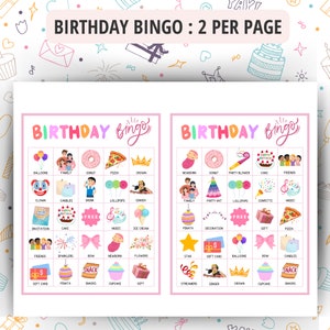 35 Birthday Bingo, Kid's Birthday Party Game, Birthday Activity, Girls ...