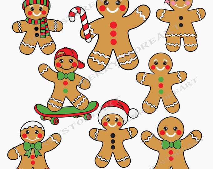Gingerbread SVG Bundle, 12 Christmas Gingerbread Clipart, Gingerbread ...