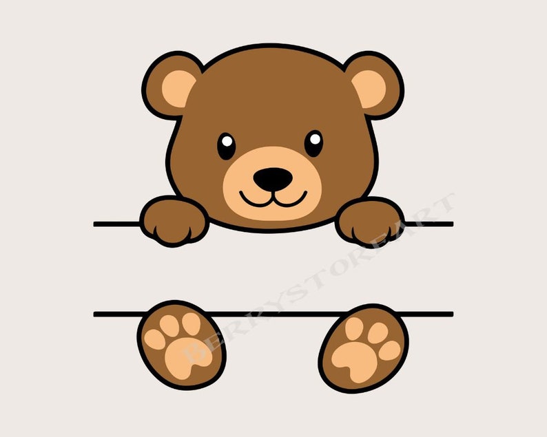 Teddy Bear Split Monogram SVG: Name Frame Cut File (digital Download ...