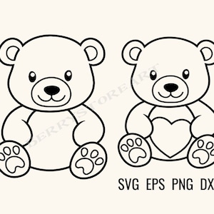 Teddy Bear Outline SVG: Bear Clipart, Split Monogram - Etsy