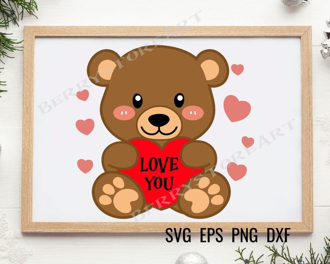 Valentine Teddy Bear Svg, Cute Valentine Bear Svg, Teddy Bear Svg, Png ...