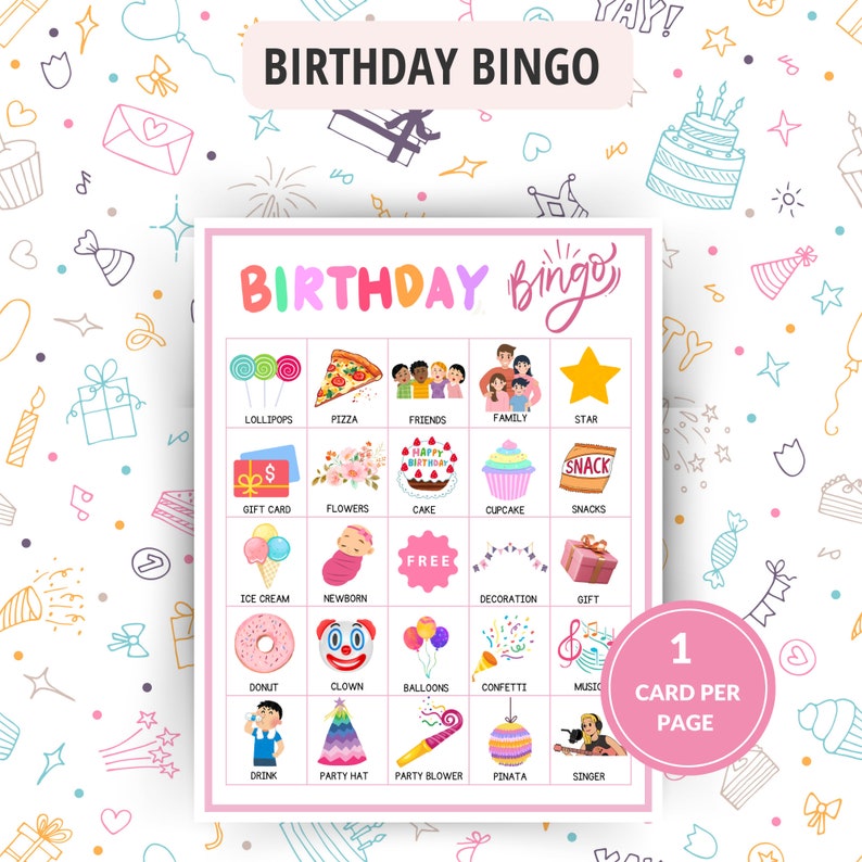 Birthday Bingo Game: 35 Unique Cards, Kid's Party Activity (digital ...