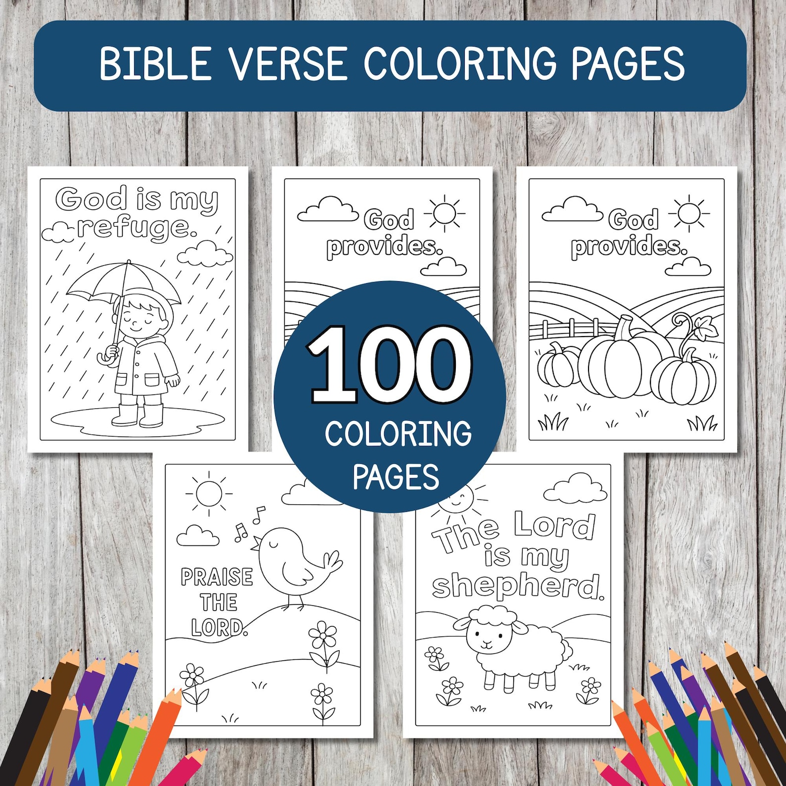 Kids Bible Verse Coloring Pages, Christian Activity Book (PDF Pattern ...