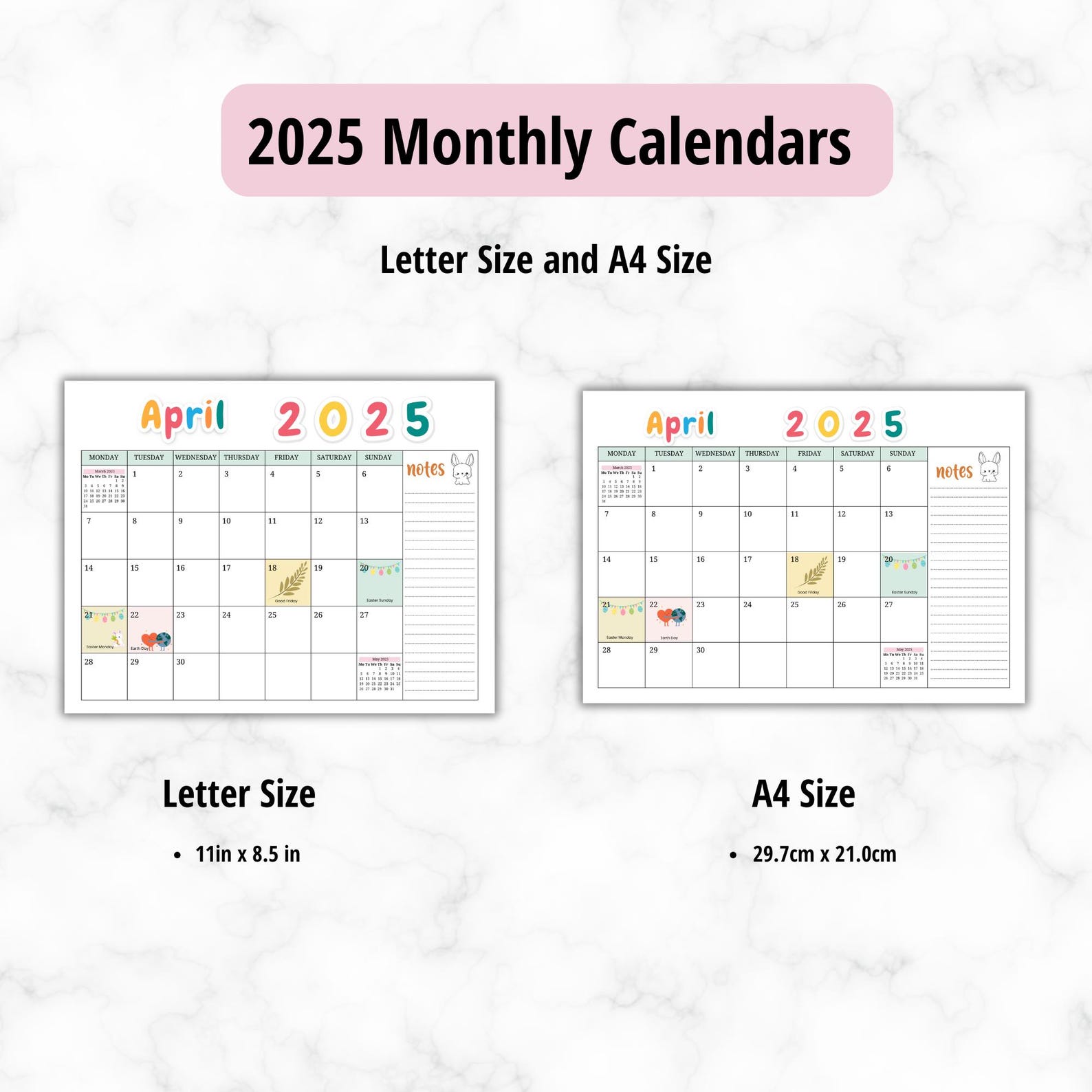 2025 Printable Calendar: Landscape Design, Sunday/monday Start - Etsy