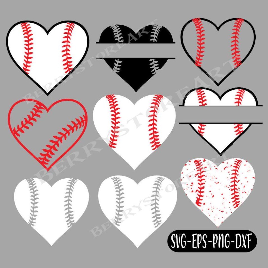 Baseball Heart SVG: Cut File, PNG, Vector - Etsy