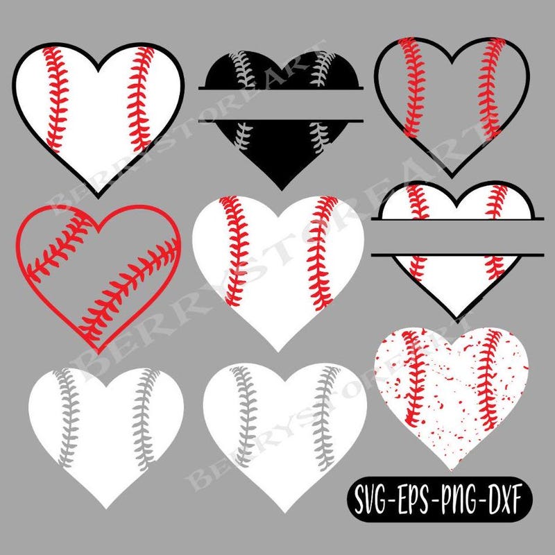 Baseball Heart Svg - Etsy