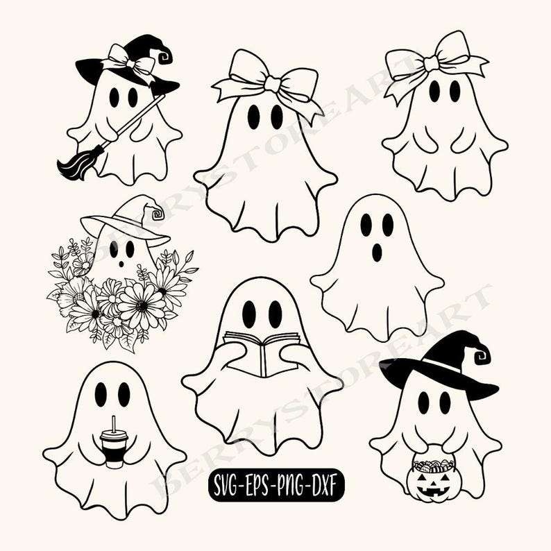 Paquete Ghost Svg, Ghost Outline Svg, Spooky Ghost, Halloween svg ...