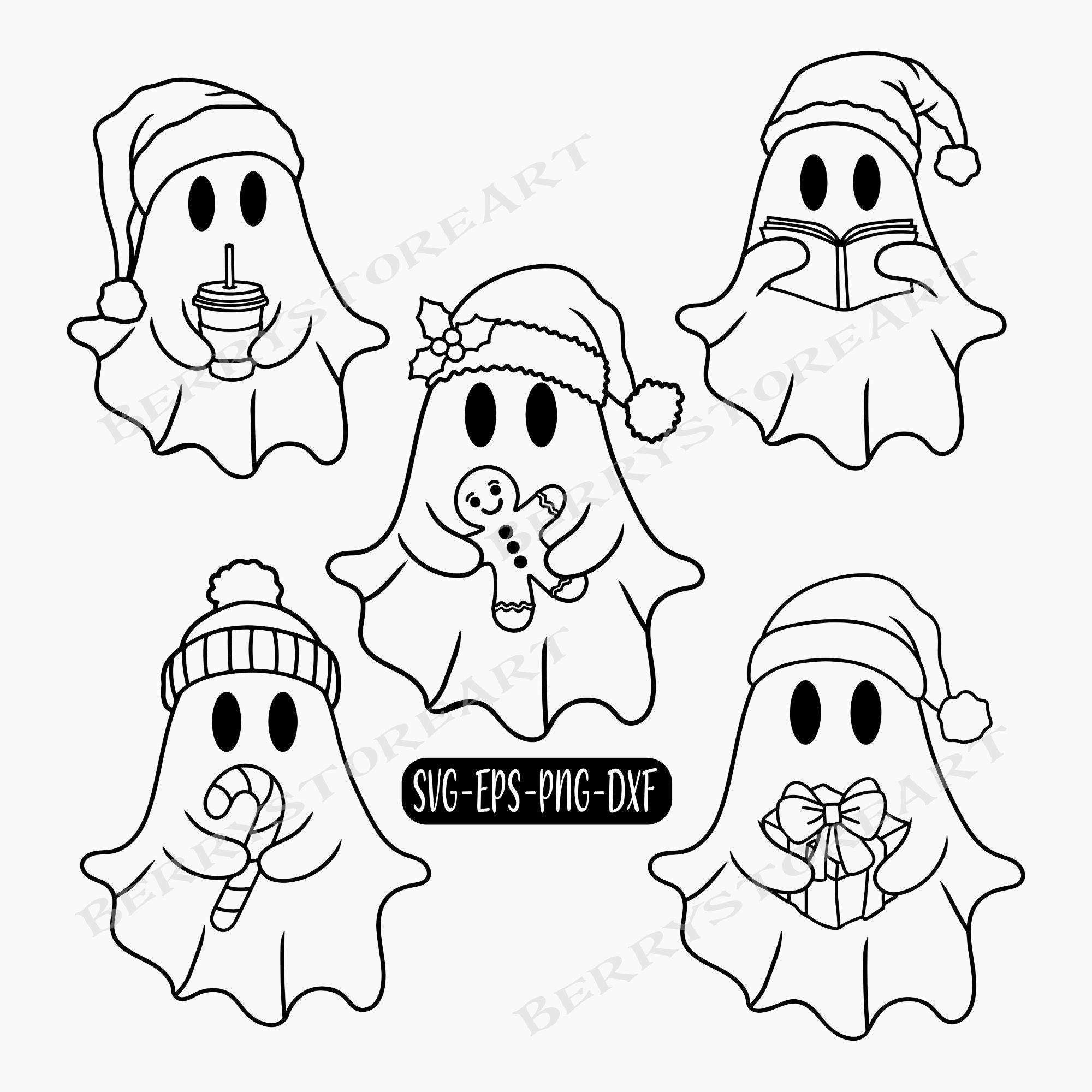 Christmas Ghost Svg Bundle, Christmas Ghost Outline, Christmas Ghost ...