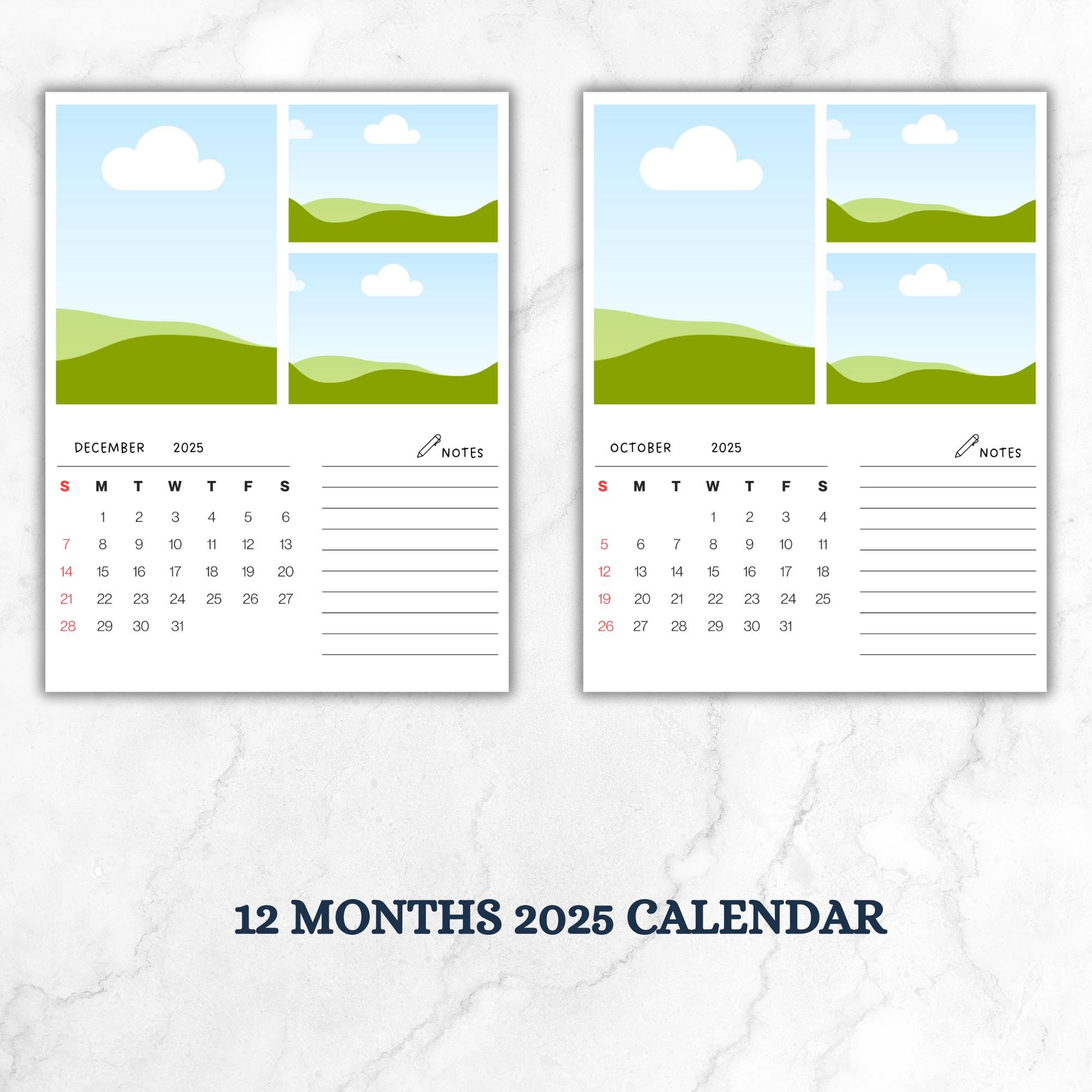 2025 Photo Calendar Template: Editable Canva Design Digital Download - Etsy