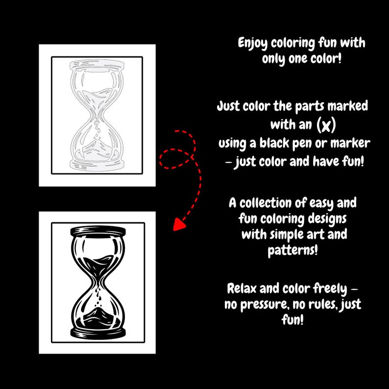 Monochrome Coloring Pages: One Color Calming, Relaxation, Printable ...