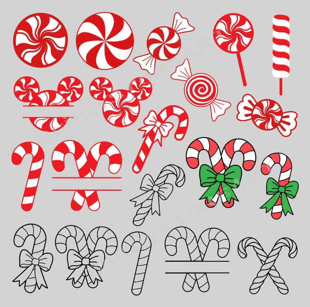 Candy Cane SVG: Christmas Clipart, Holiday Candy - Etsy