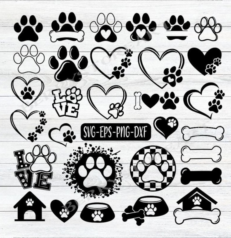 Paw Print SVG Bundle: Dog Lover Designs, Cricut & Silhouette Cut Files ...