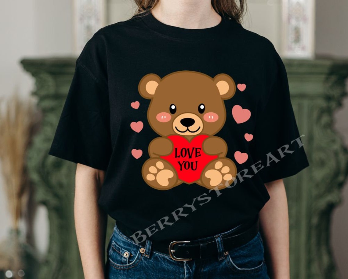 Valentine Teddy Bear Svg, Cute Valentine Bear Svg, Teddy Bear Svg, Png ...