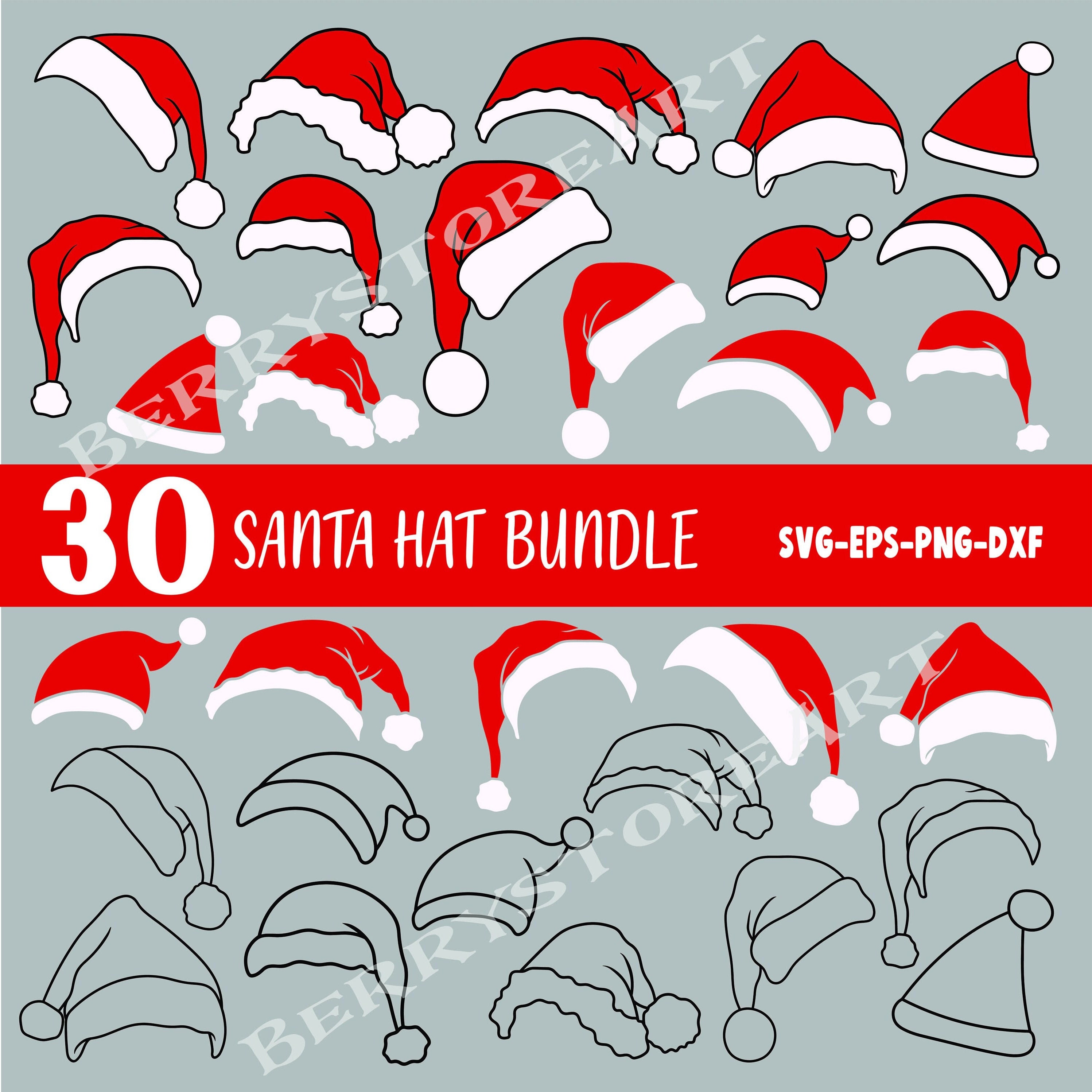 Santa Hat Svg Bundle, Santa Hat Svg, Christmas SVG, Santa Hat ...