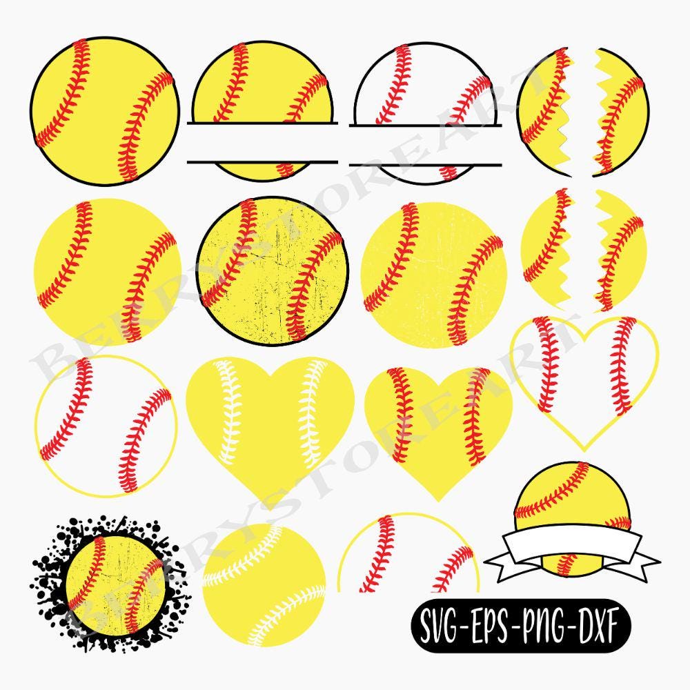 Softball SVG Bundle: Silhouette Cut Files, Sports Clipart - Etsy