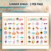 Summer Bingo Game: 30 Printable Cards, Vacation Theme (digital Download ...