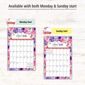 2025 Floral Watercolor Mini Calendar: Printable Desk & Wall Planner - Etsy