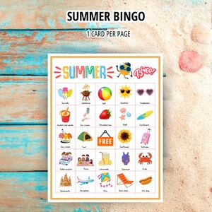 30 Summer Bingo Cards, Summer Vacation Game, Printable Bingo Game ...