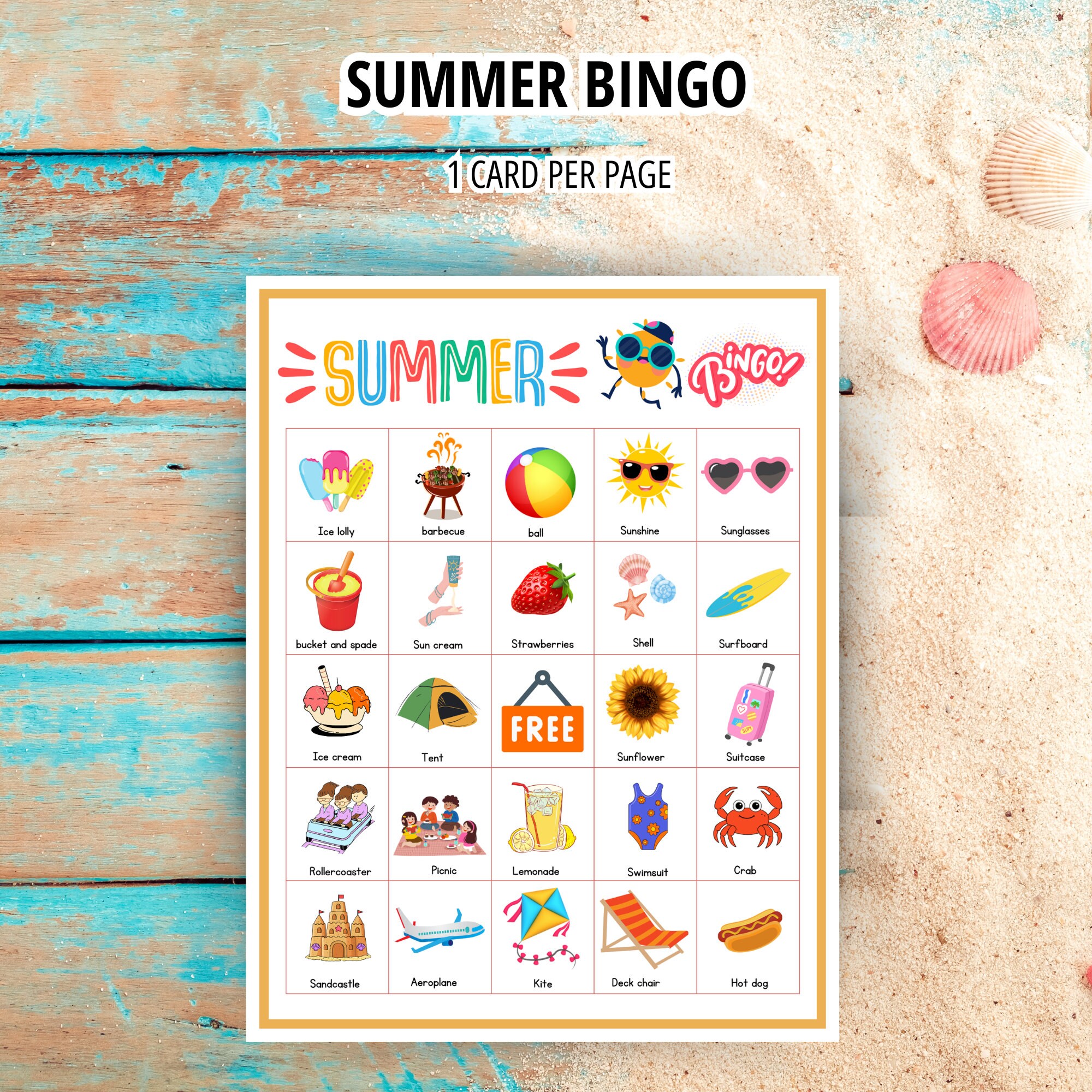 30 Summer Bingo Cards, Summer Vacation Game, Printable Bingo Game ...
