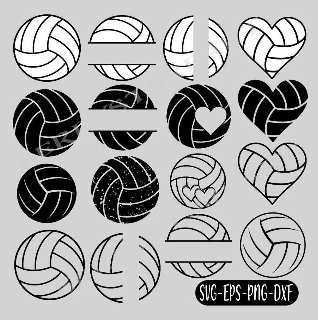 Volleyball SVG Bundle: Outline Silhouette Heart Monogram - Etsy