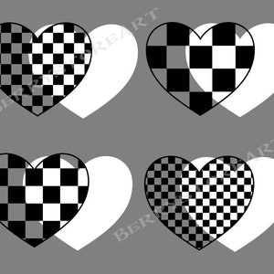 Checkered Heart Svg Bundle: Cut Files Silhouette Cricut - Etsy