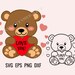 Valentine Teddy Bear Svg, Cute Valentine Bear Svg, Teddy Bear Svg, Png ...
