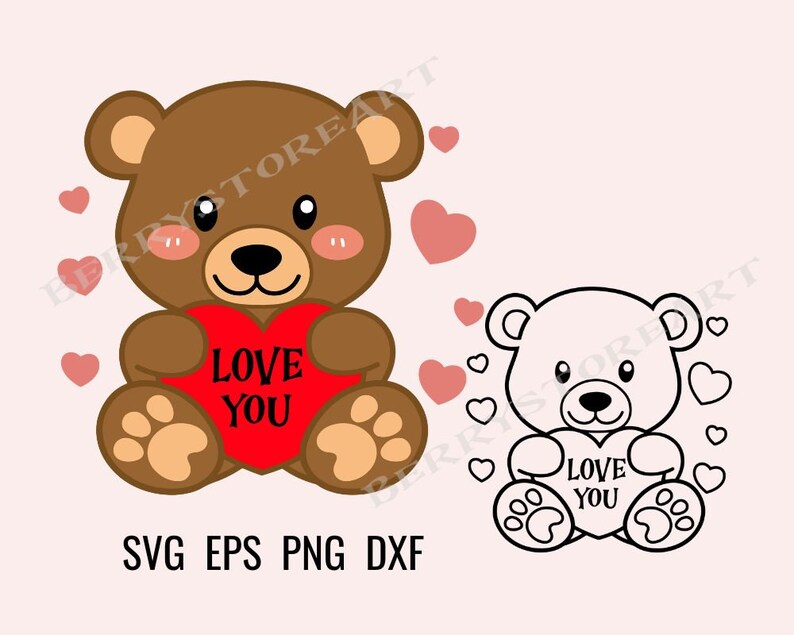 Valentine Teddy Bear Svg, Cute Valentine Bear Svg, Teddy Bear Svg, Png ...