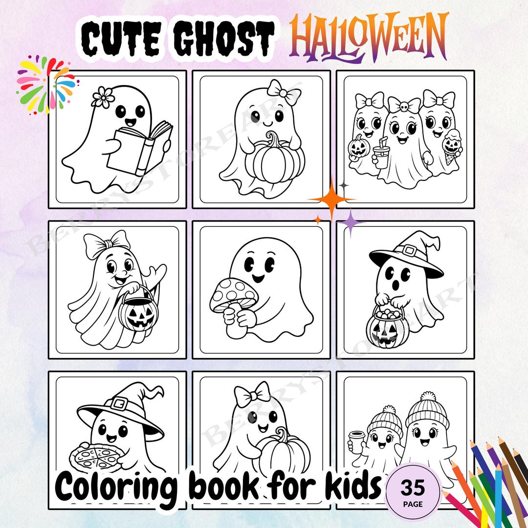 Ghost Coloring Book, Spooky Halloween Activity (PDF) - Etsy