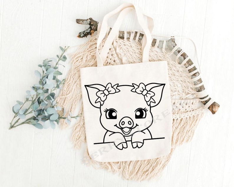 Baby Pig Outline Svg, Cute Pig Svg File, Pig Clipart, Pig Svg Cut Files ...