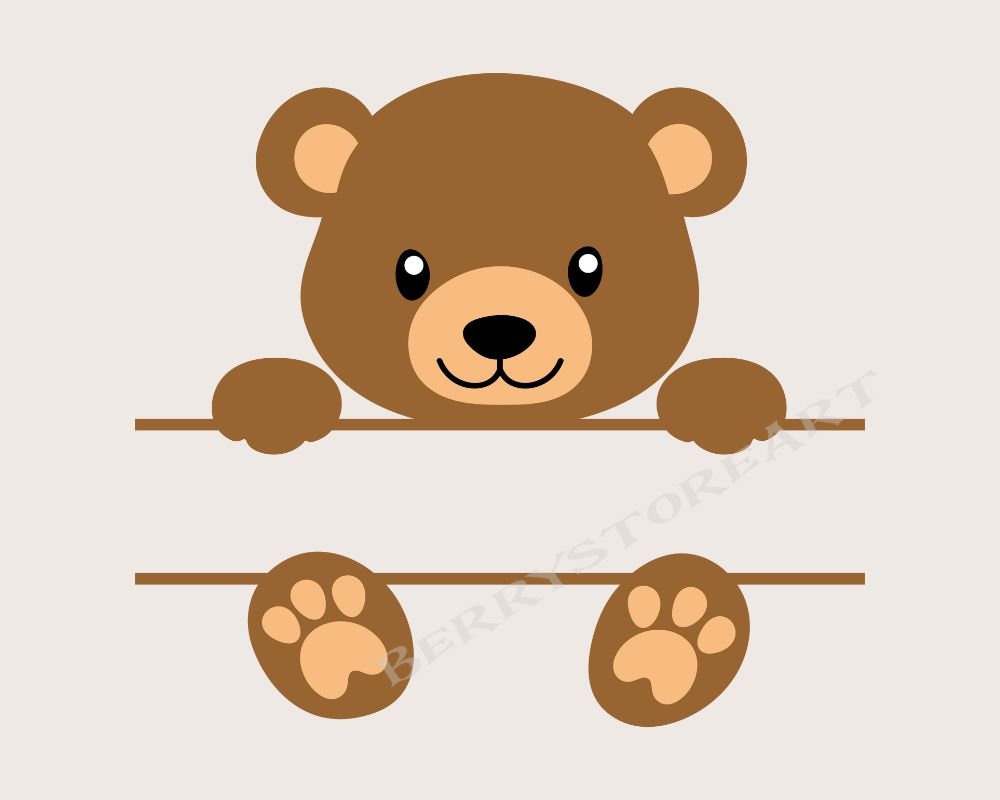 Teddy Bear Split Monogram SVG: Name Frame Cut File (digital Download ...