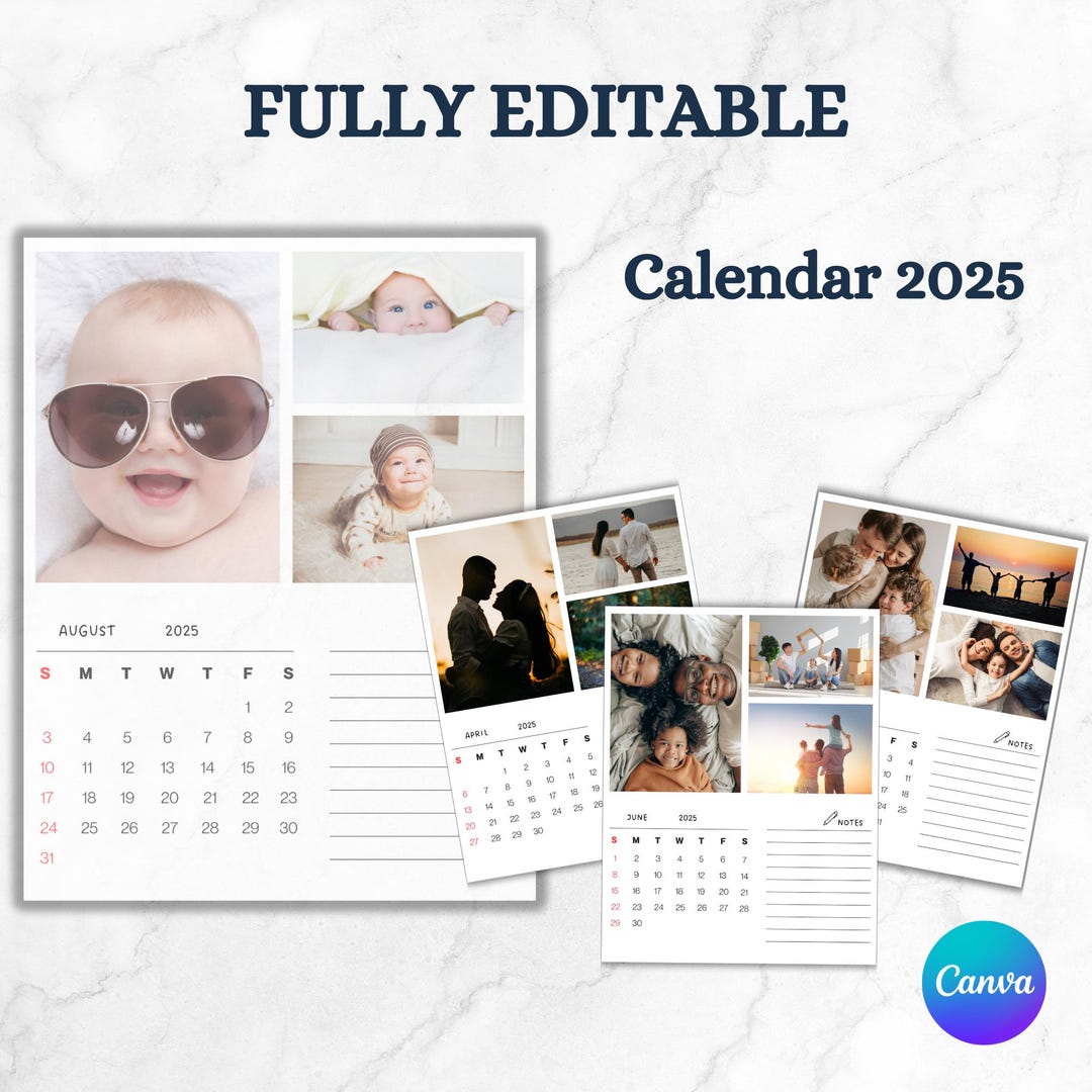2025 Photo Calendar Template: Editable Canva Design Digital Download - Etsy