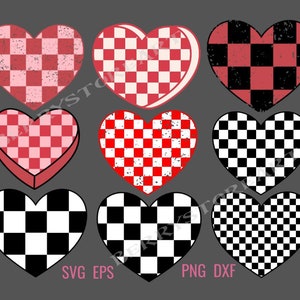 Checkered Heart Svg Bundle: Cut Files Silhouette Cricut - Etsy