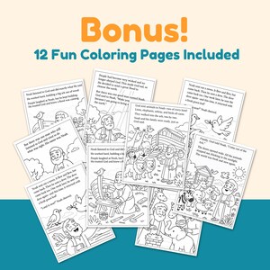 Printable Noah’s Ark Bible Story Coloring Book for Kids Fun Christian ...