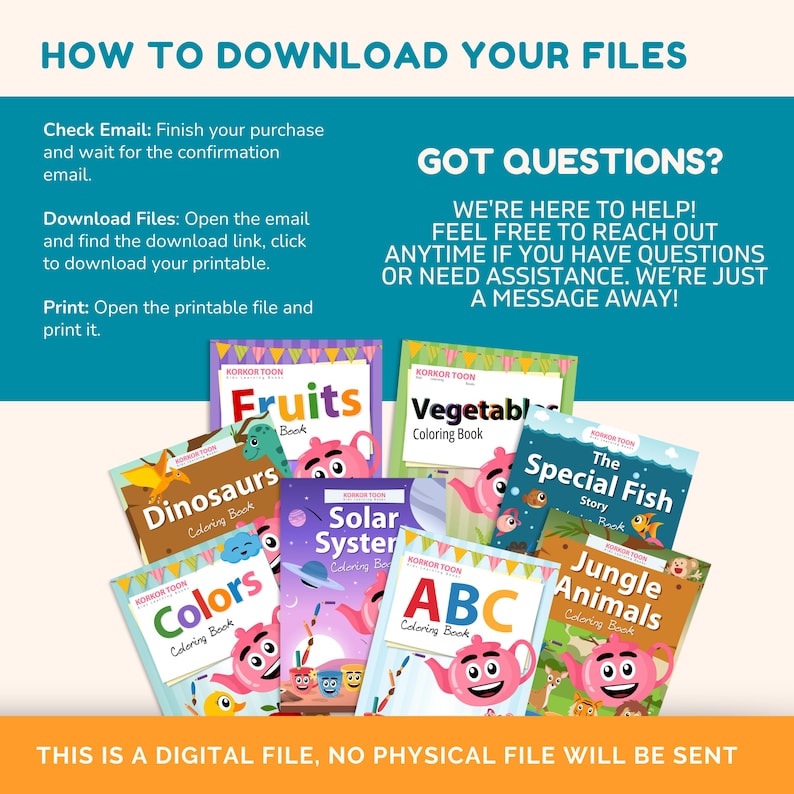 Printable Kids Coloring Book Bundle Kids Coloring Book Set Educational ...