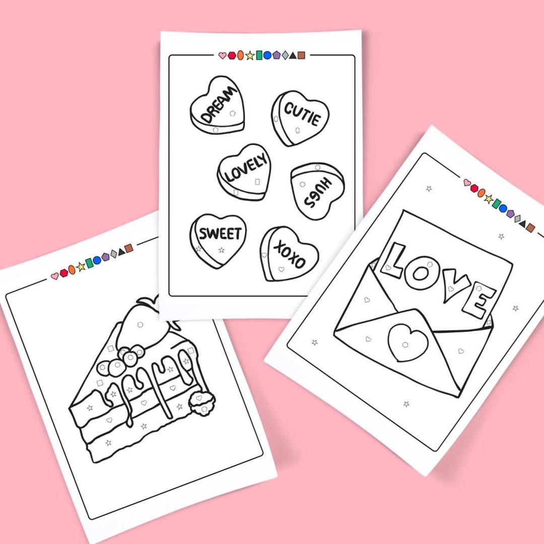 Valentine's Day Color by Shape | Pre-k Coloring Pages | Great for Kids ...