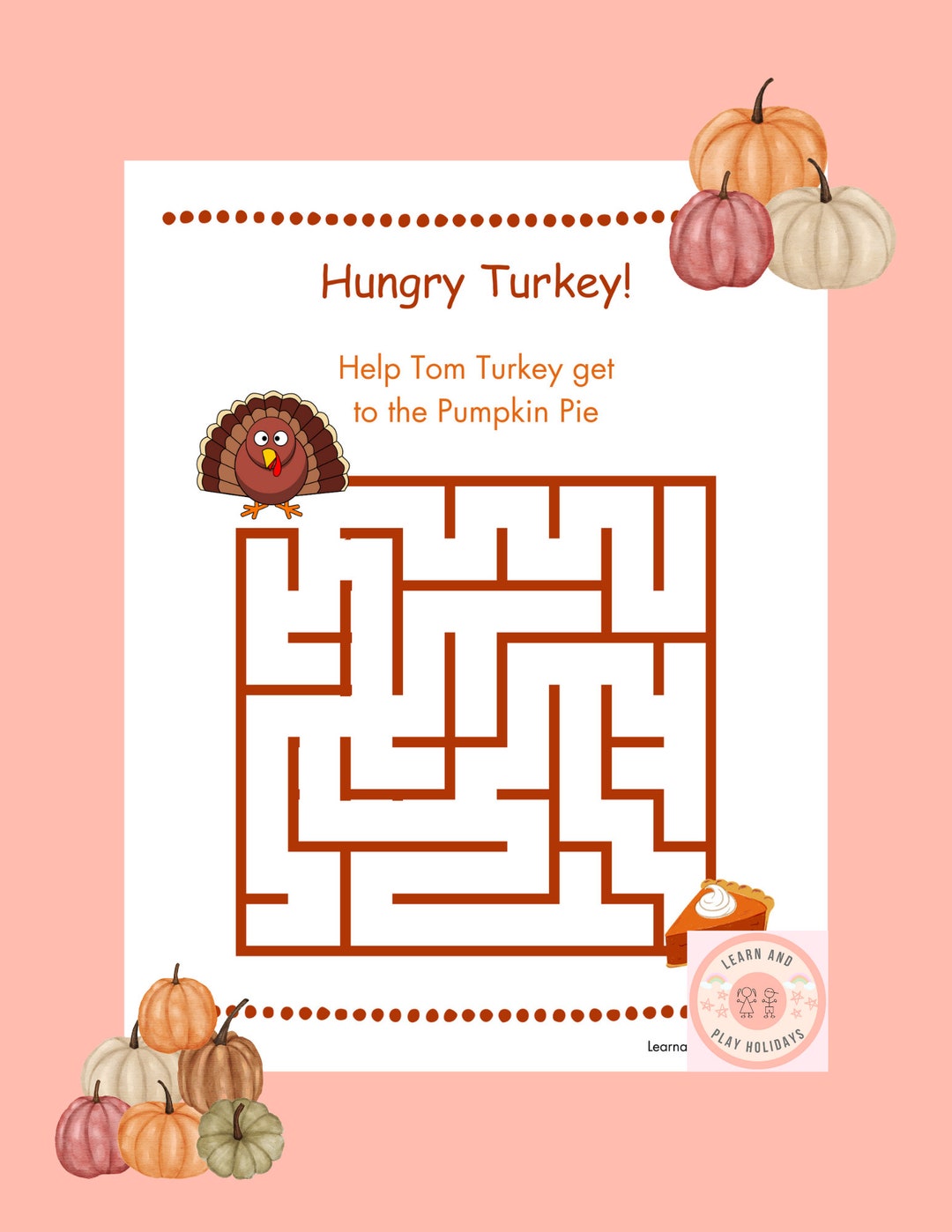 Thanksgiving Maze Printable Children's Activity - Etsy