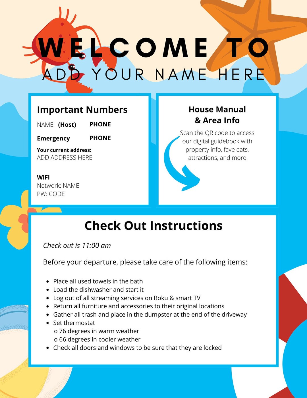 Short Term Rental | STR | Welcome | Check in | Instructions | Host ...