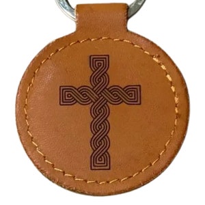 Pleter Cross Keychain | Croatian Crucifix Leather Round Keychain ...
