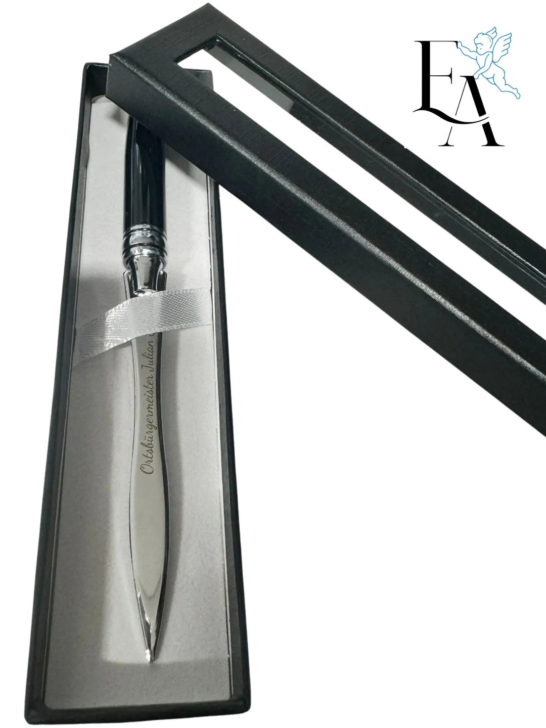 Engraved Letter Opener With Black Handle W/gift Box - Etsy