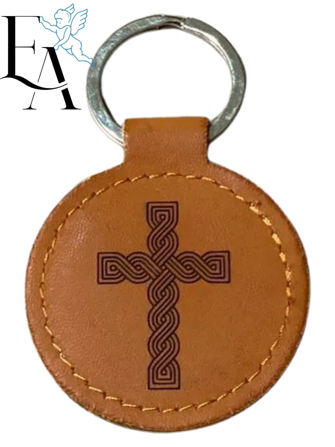 Pleter Cross Keychain | Croatian Crucifix Leather Round Keychain ...