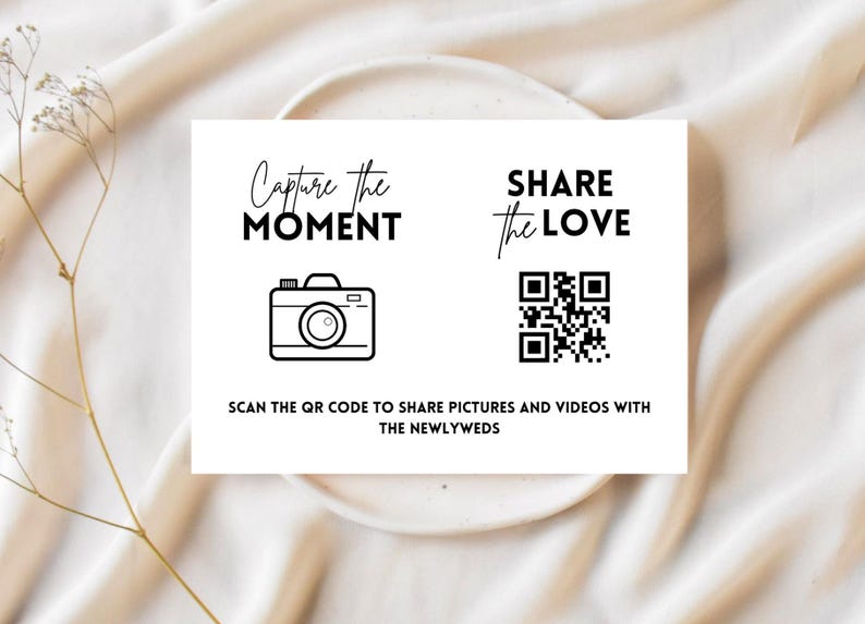 Wedding Photo Sharing QR Code Sign Template Capture the Moment Share ...