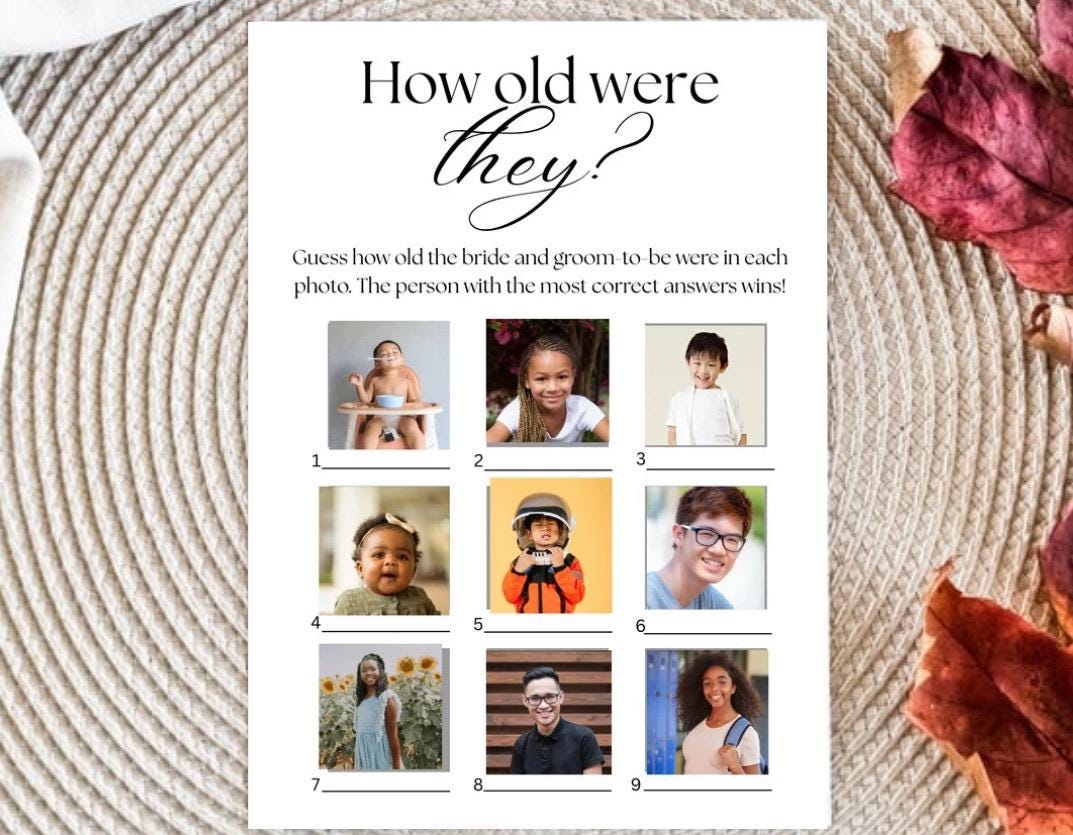How Old Were They Guessing Game Bridal Shower Activity, Bridal Shower ...