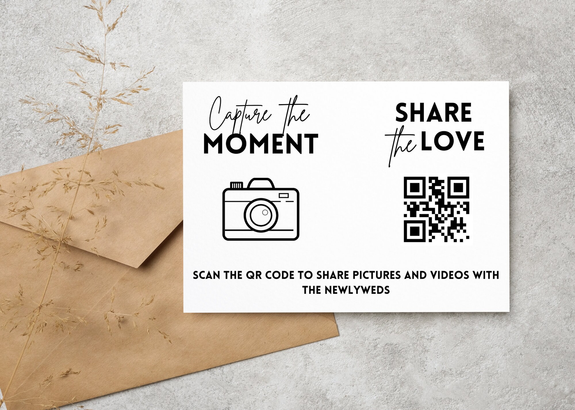 Wedding Photo Sharing QR Code Sign Template Capture the Moment Share ...