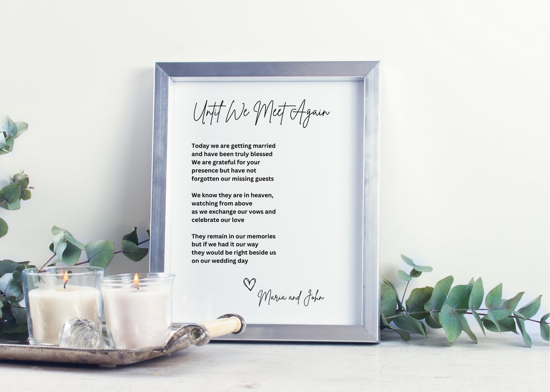 Memorial Table Sign, Memory Table Sign, Until We Meet Again, Wedding ...